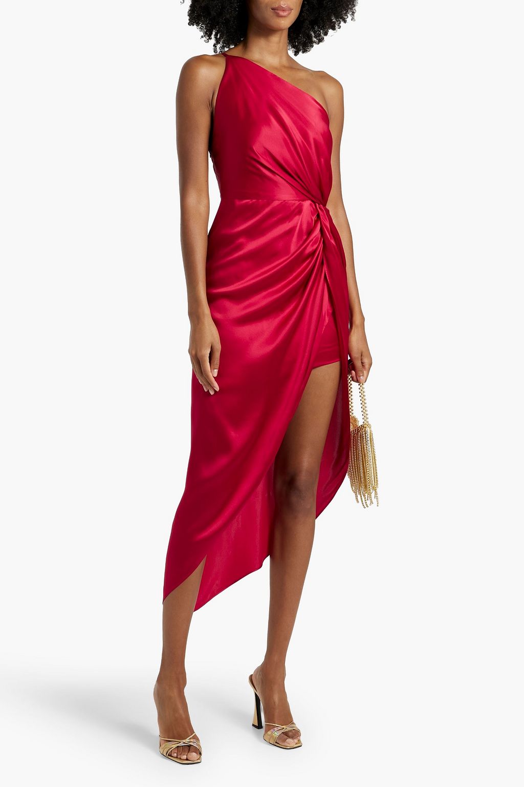 MICHELLE MASON Silk-Satin One-Shoulder Gown – Twisted Design, Elegant ...